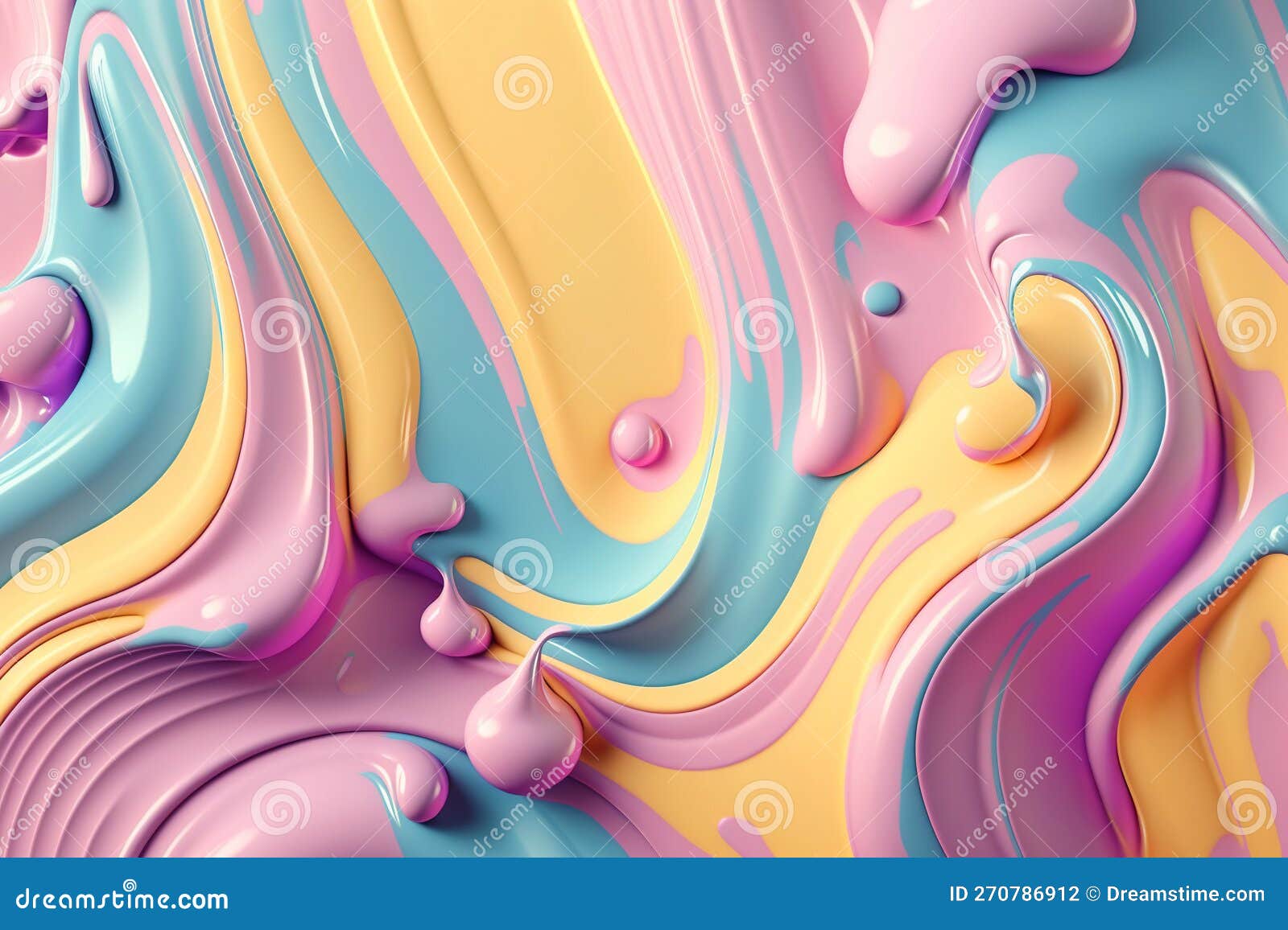 Pastel Liquid Paint Flows Background. Creamy Color Fluid. Generative AI ...