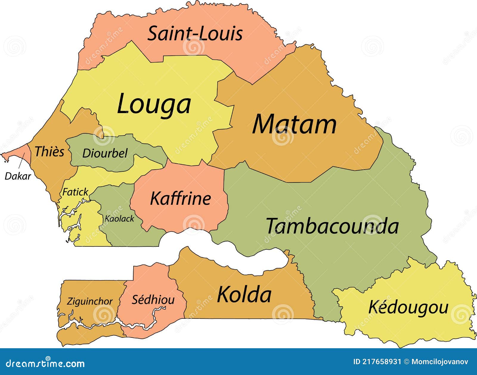 Pastel map of Senegal stock vector. Illustration of black - 217658931