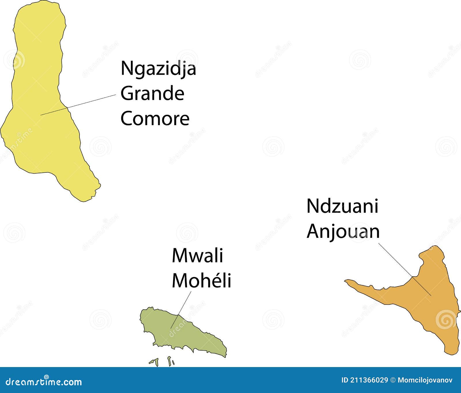 Pastel Map of the Union of the Comoros Stock Vector - Illustration of ...