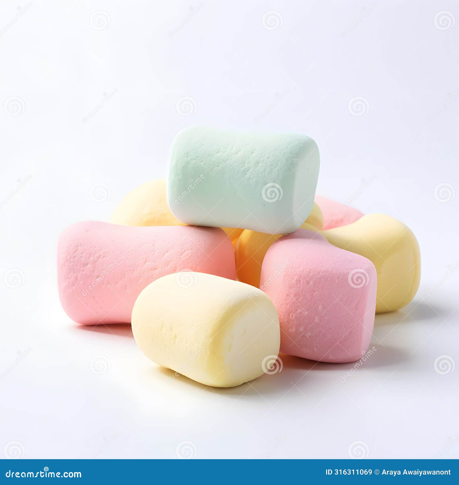 Pastel Marshmallows on White Background Stock Illustration ...