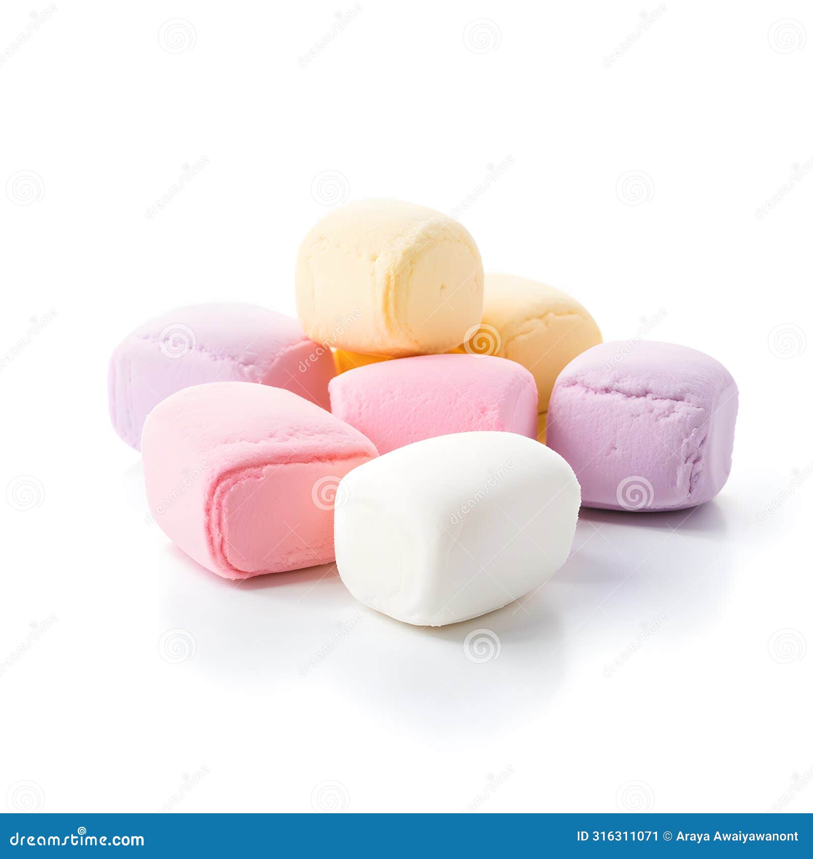 Pastel Marshmallows on White Background Stock Illustration ...