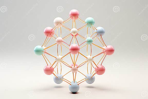 Pastel Molecular Model. Pastel-colored Spherical Nodes Connected by ...