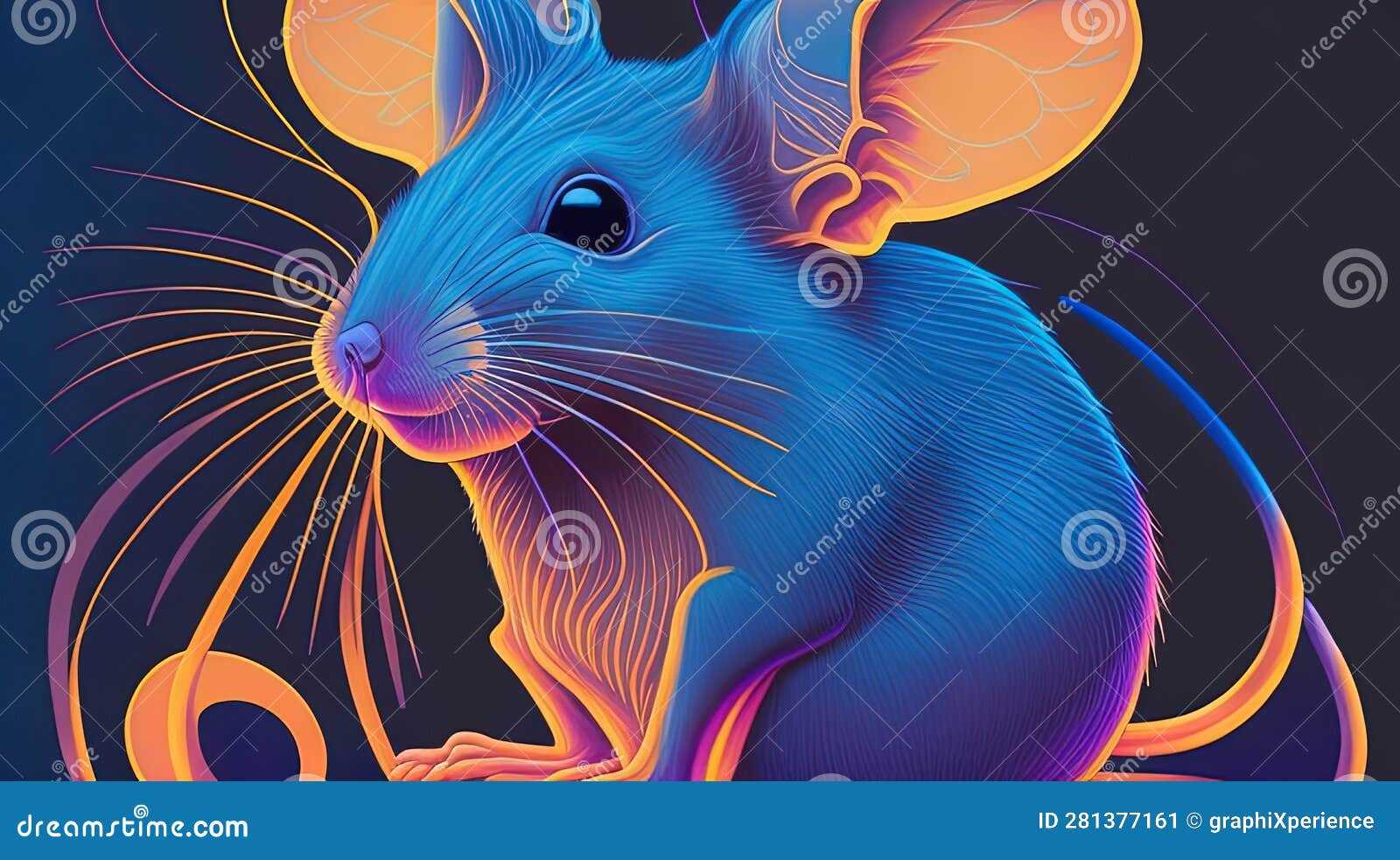 Pastel Mouse on Dark Background Stock Illustration - Illustration of ...
