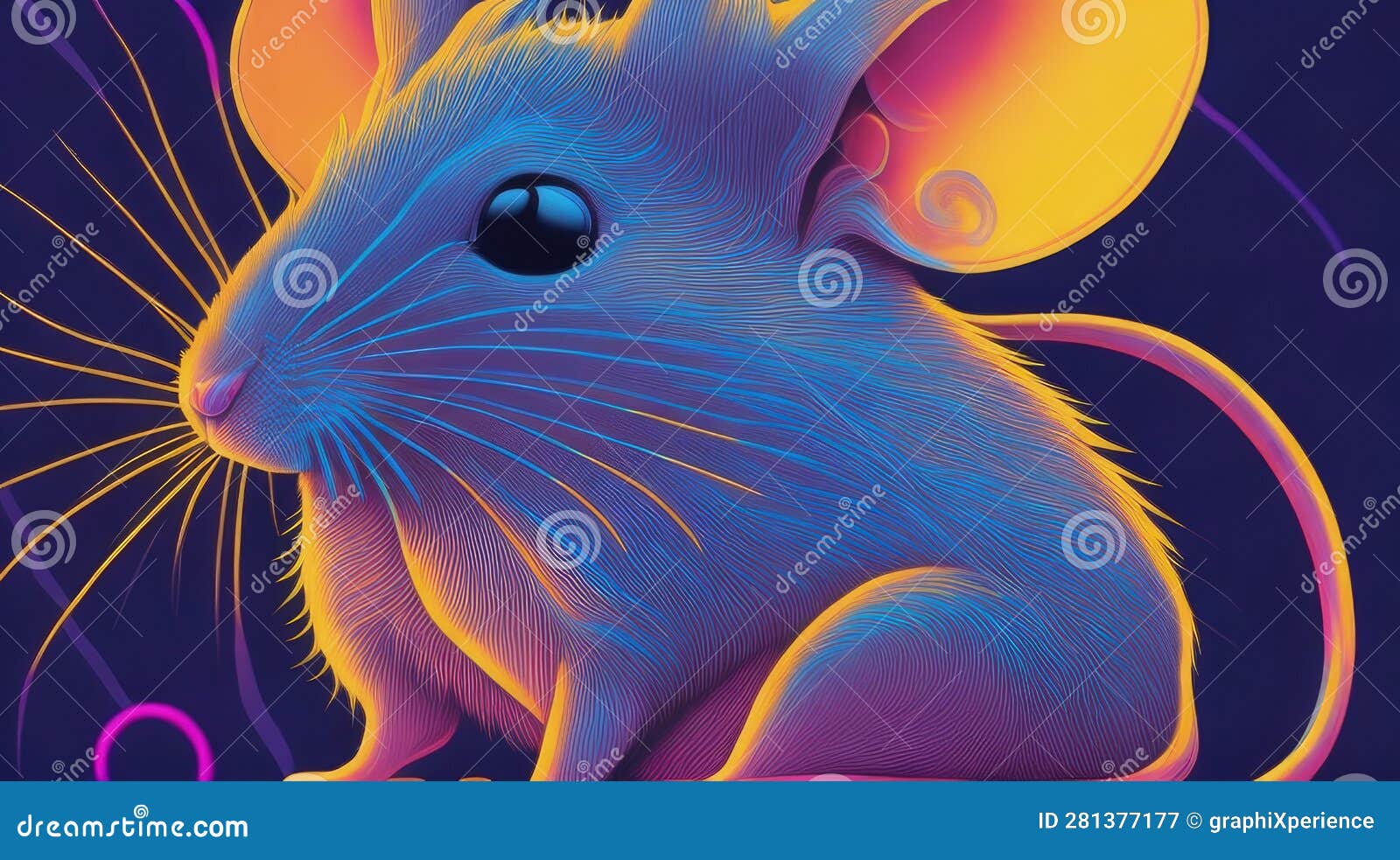 Pastel Mouse on Dark Background Stock Illustration - Illustration of ...