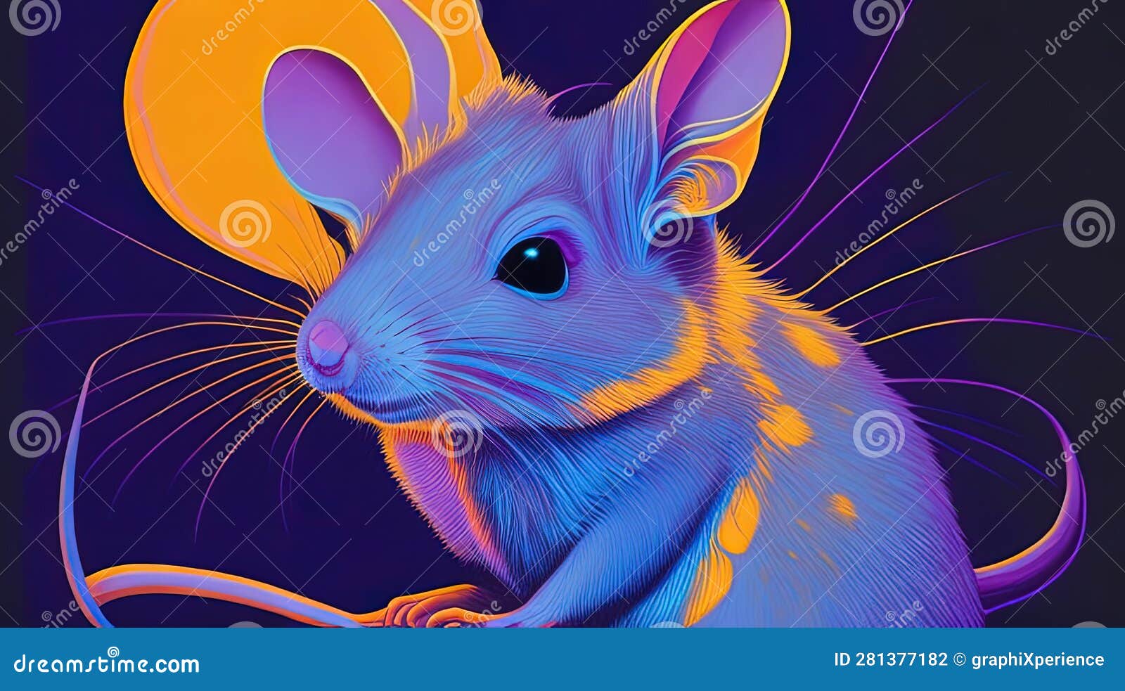 Pastel Mouse on Dark Background Stock Illustration - Illustration of ...