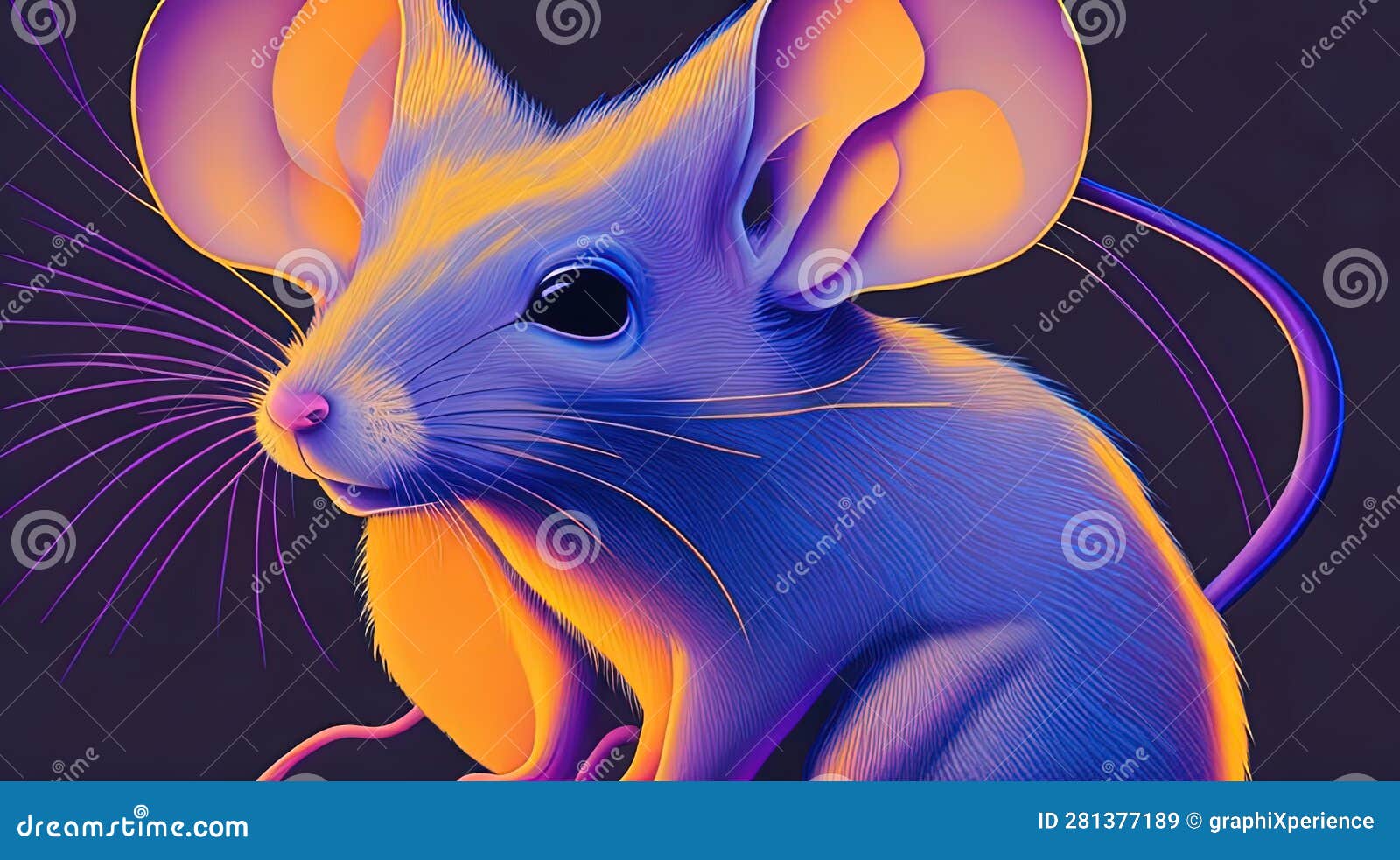 Pastel Mouse on Dark Background Stock Illustration - Illustration of ...