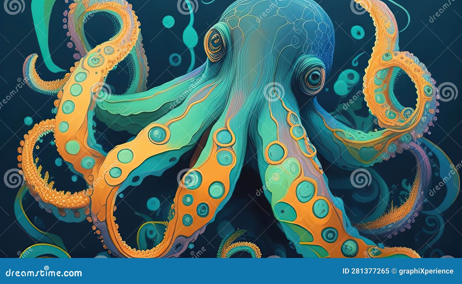 Pastel Octopus Pop Painting Stock Illustration - Illustration of colors ...