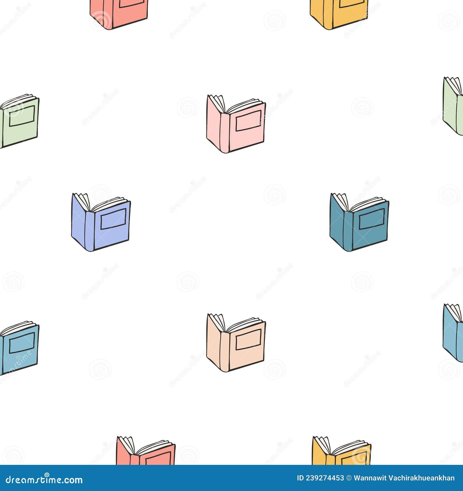 Pastel Open Book Seamless Pattern Stock Vector - Illustration of ...