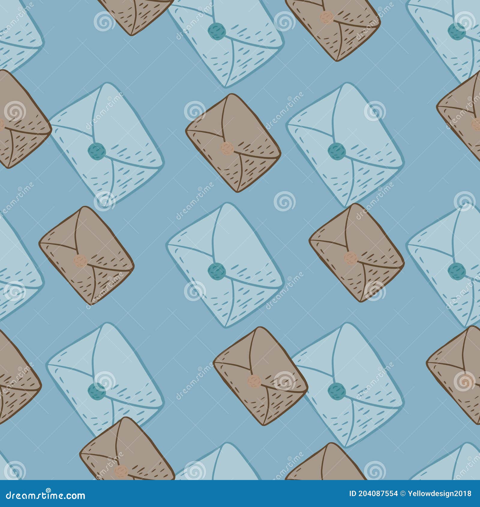 Postal Letters Envelopes Line Art Vertical Seamless Pattern Background ...