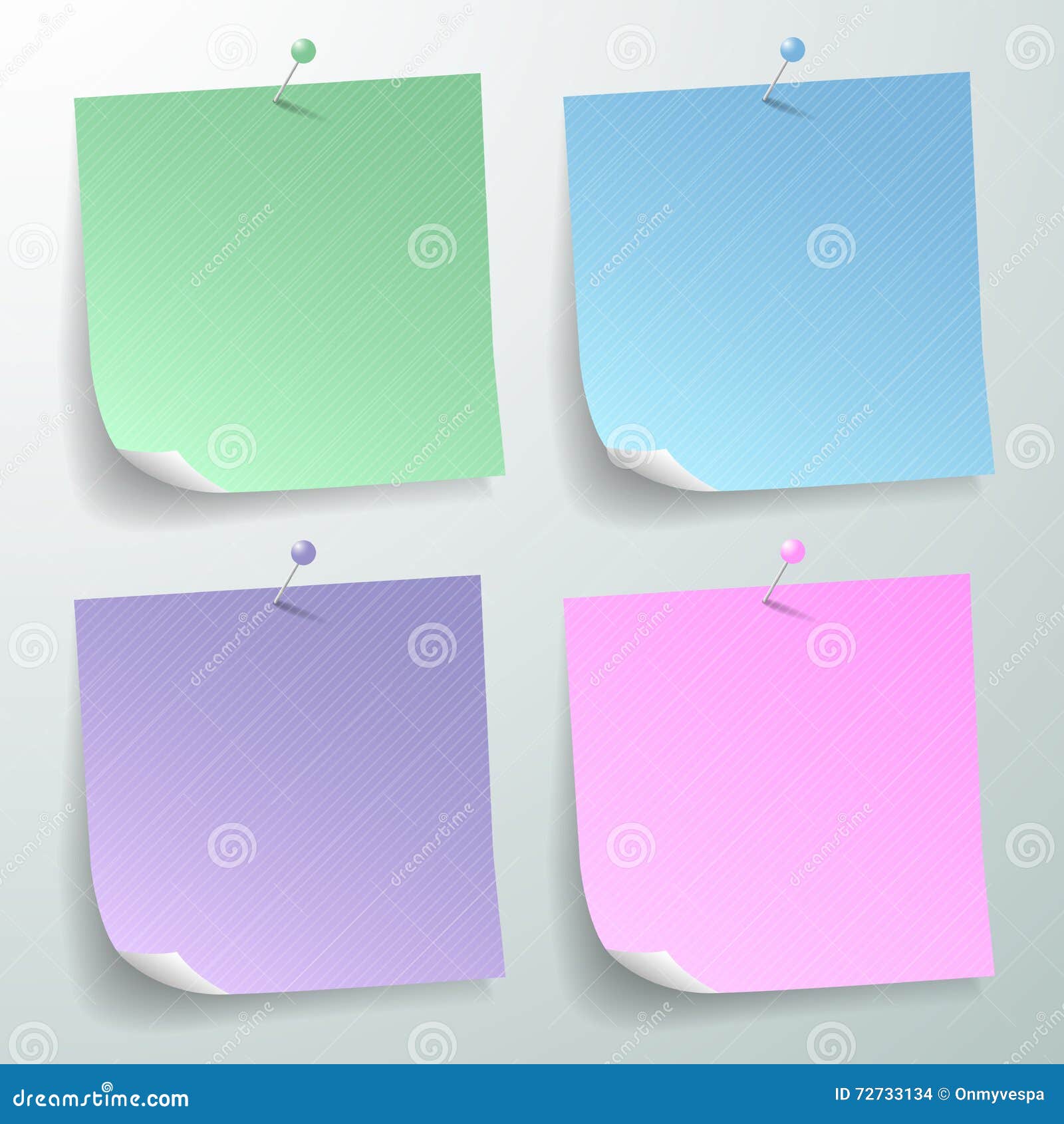 Pastel Papers Note with Pin Stock Vector - Illustration of message ...