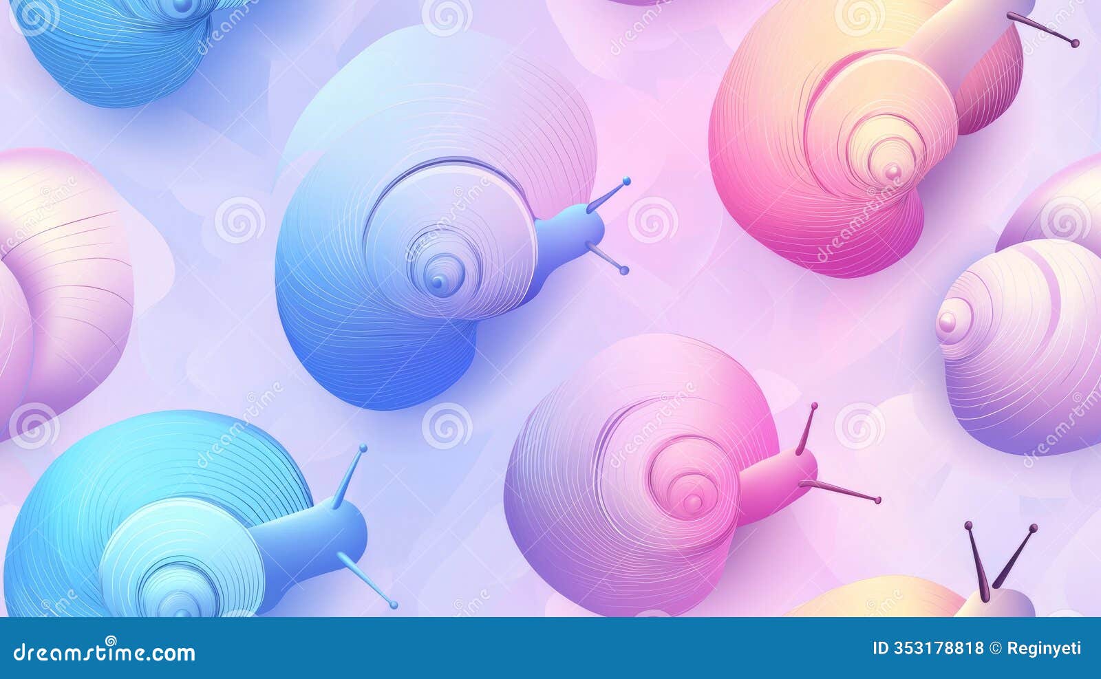 Pastel Pattern with Minimalist Snail Illustration on Gradient ...