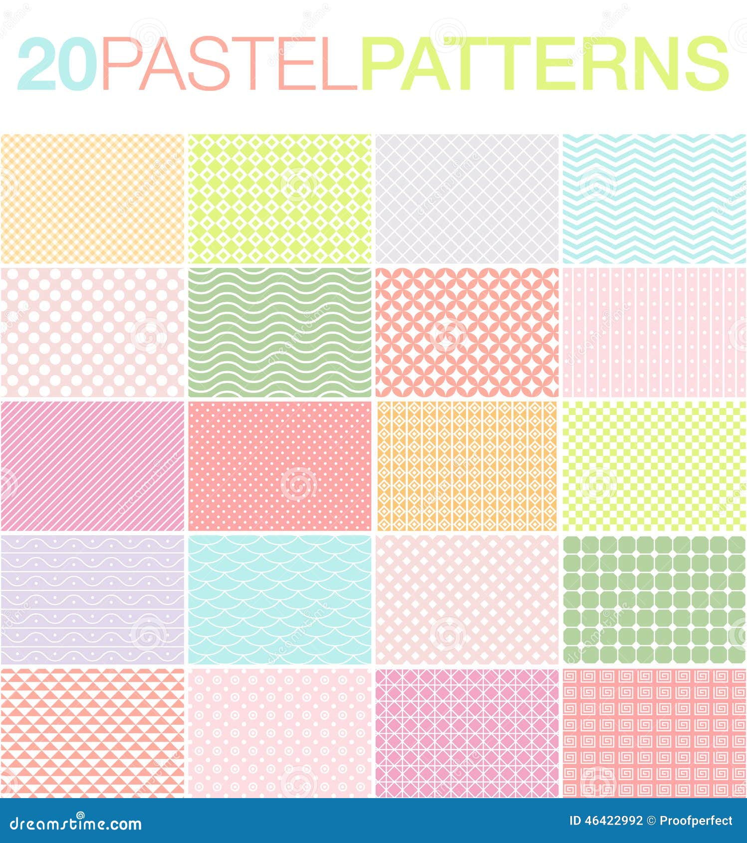 20 Pastel Patterns stock illustration. Illustration of colored - 46422992