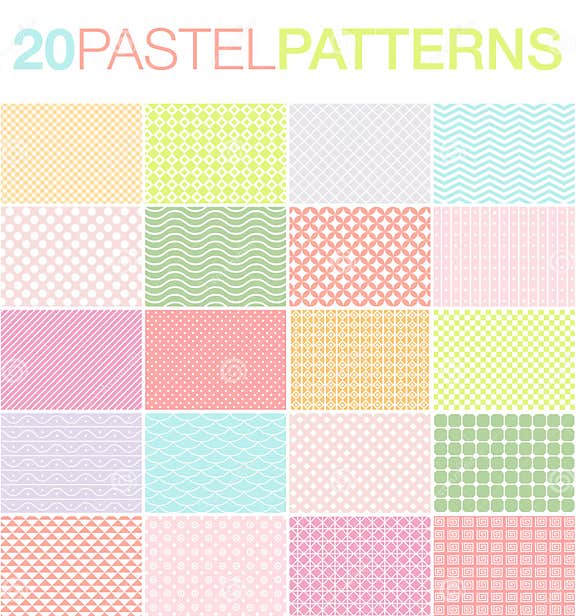 20 Pastel Patterns stock illustration. Illustration of colored - 46422992