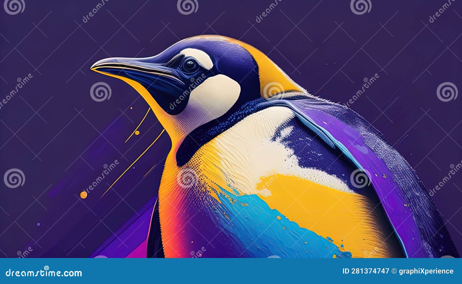 Pastel Penguin Pop Painting Stock Illustration - Illustration of ...
