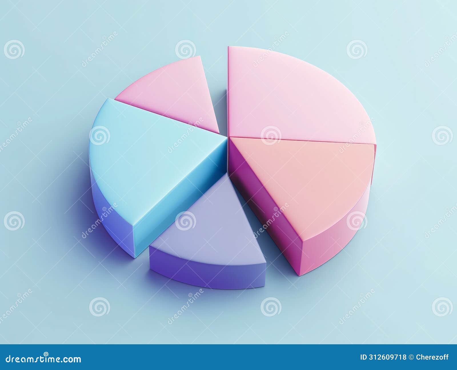 Pastel Pie Chart on Blue Background Stock Photo - Image of conceptual ...