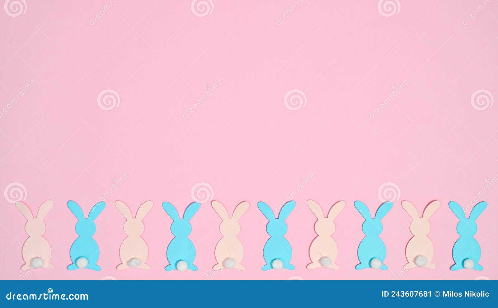 PAstel Pink and Blue Rabbits on Pastel Pink Background. Creative Copy ...