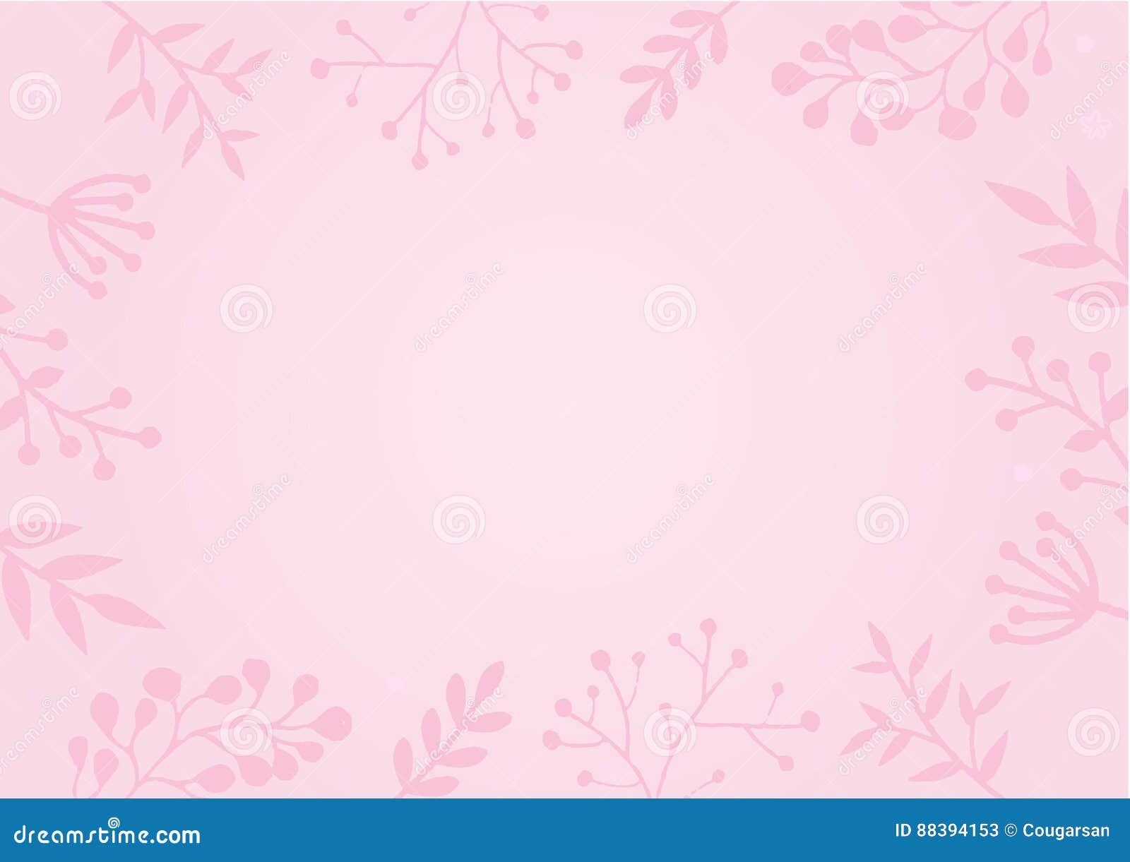 Pastel Pink Color Background With Flower Border Cartoon Vector ...