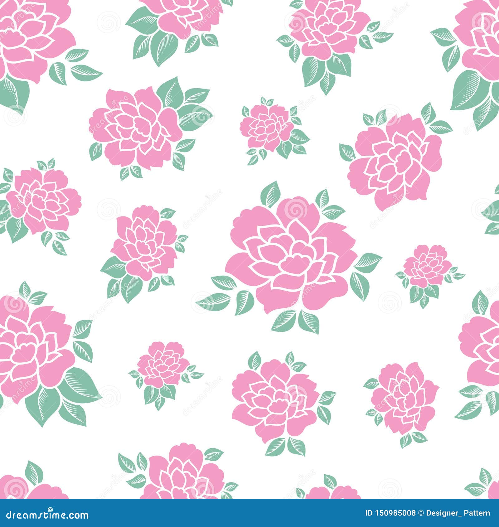 Pastel Pink Flower Vector Seamless Pattern Background Stock ...