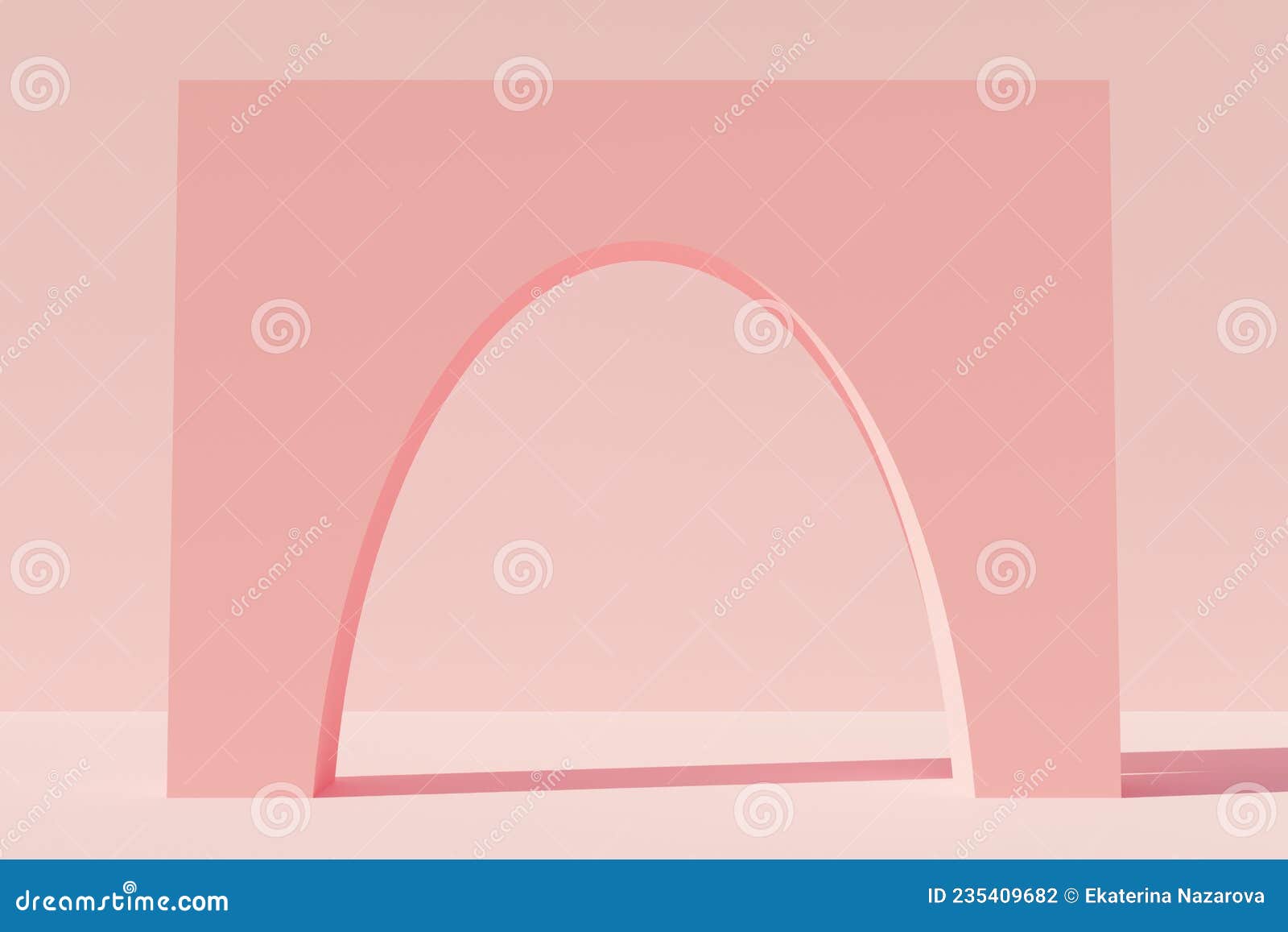 Pastel Pink Matte Background with Arch 3d Illustration Stock ...