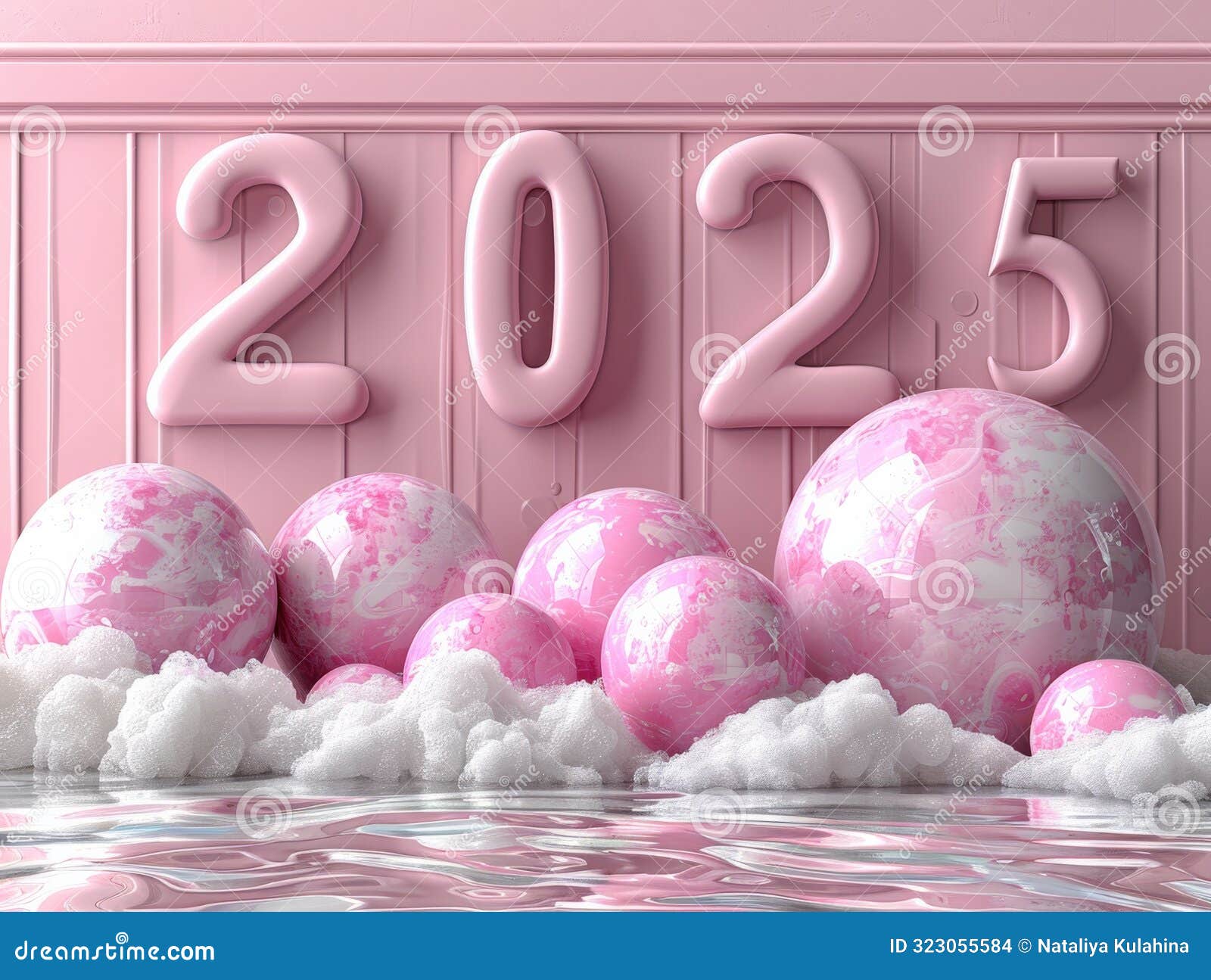 Pastel Pink Numbers 2025 with Matching Spherical Decorations Stock Photo - Image of party ...