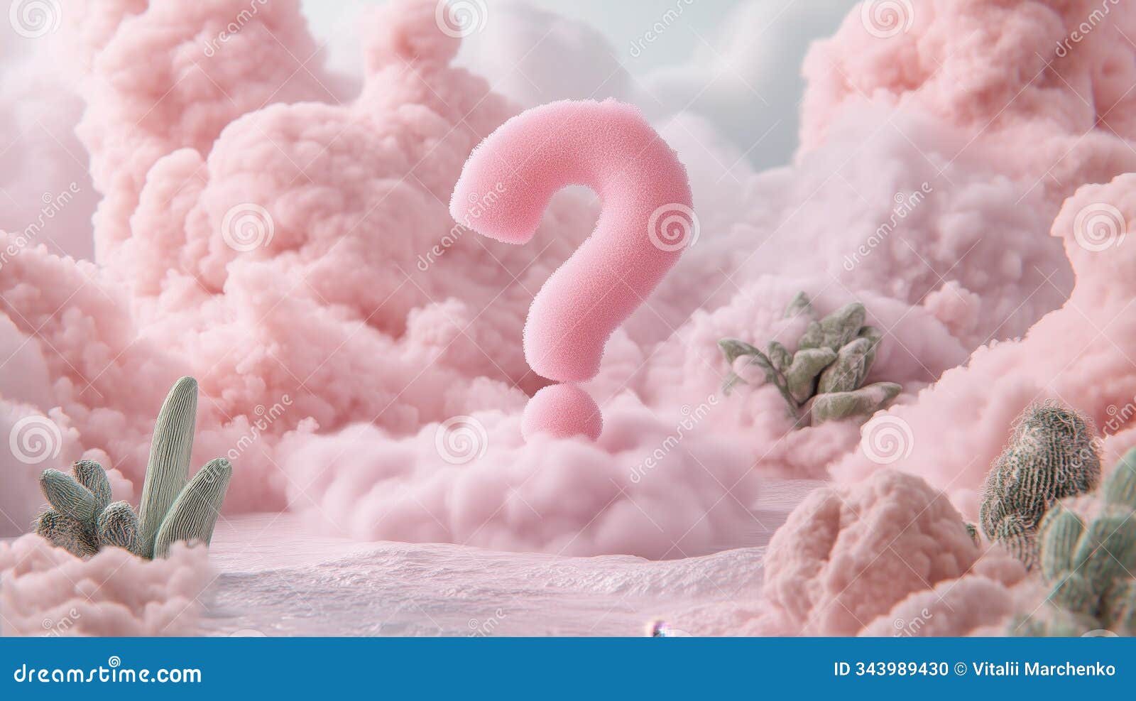 Pastel Pink Question Mark in Cloud-like Dreamscape for Creative Design ...