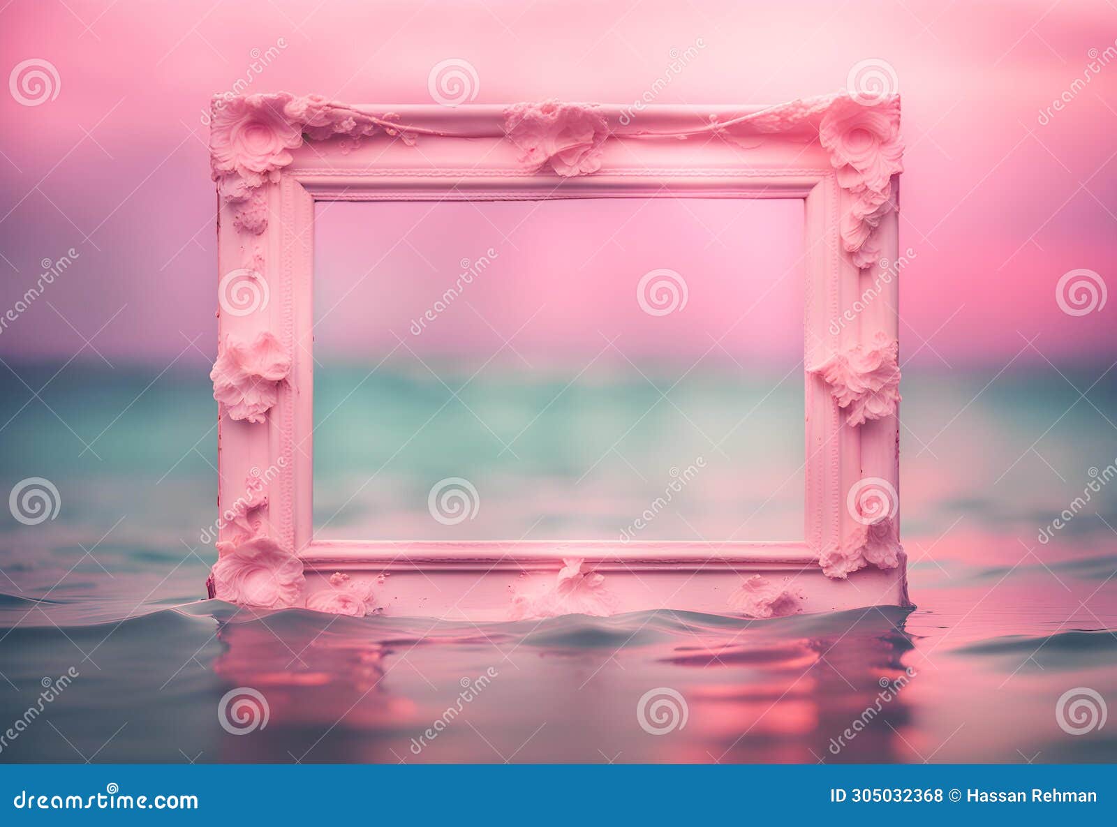 Pastel Pink Romantic Frame in Deep Water Stock Illustration ...