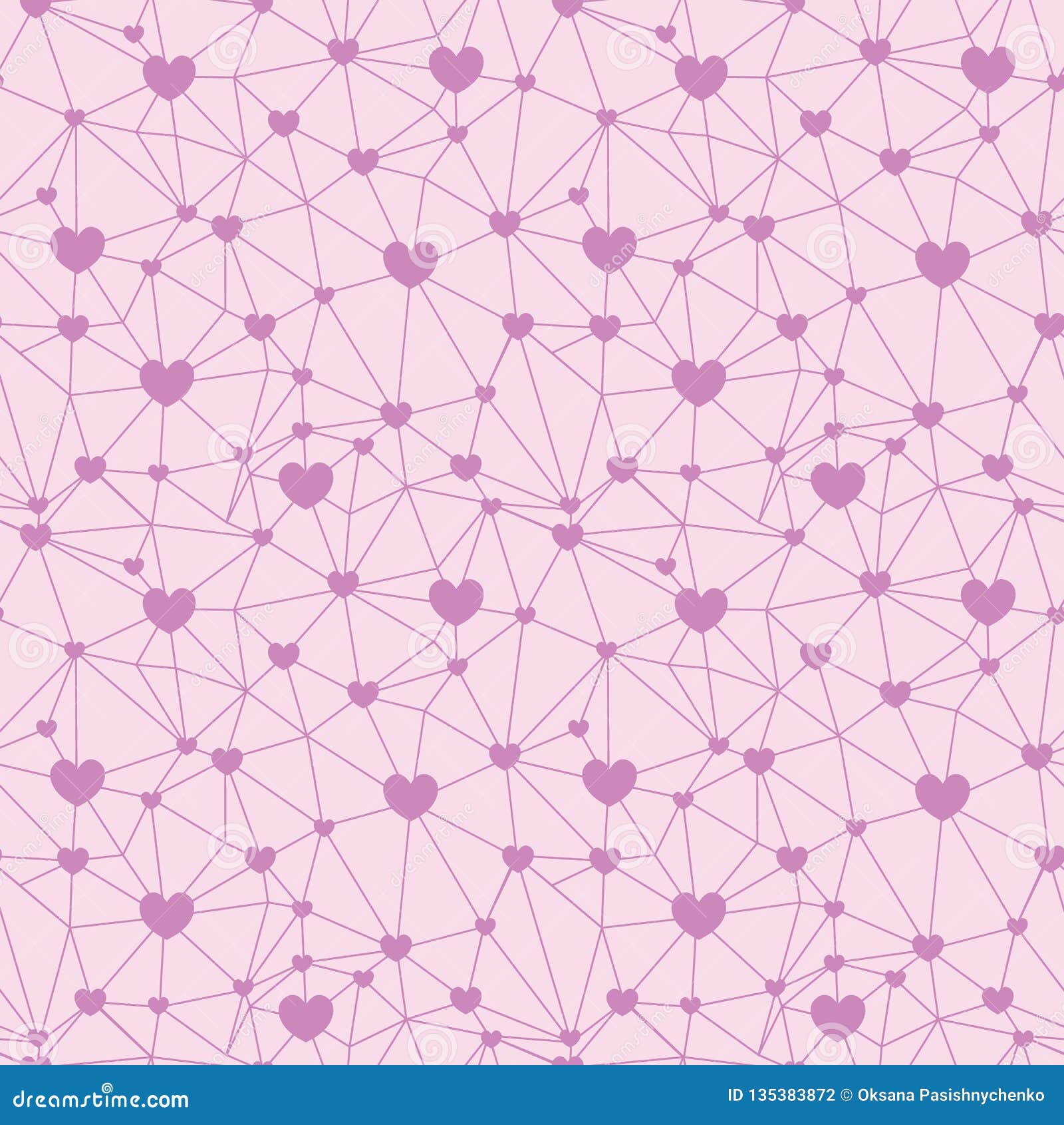 Pastel Pink Web of Hearts Seamless Repeat Pattern Stock Vector ...