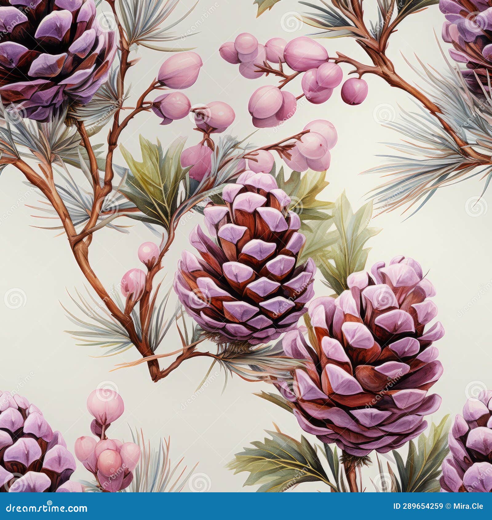 Pastel Purple Pine Cone Seamless Pattern, Created with Generative AI ...