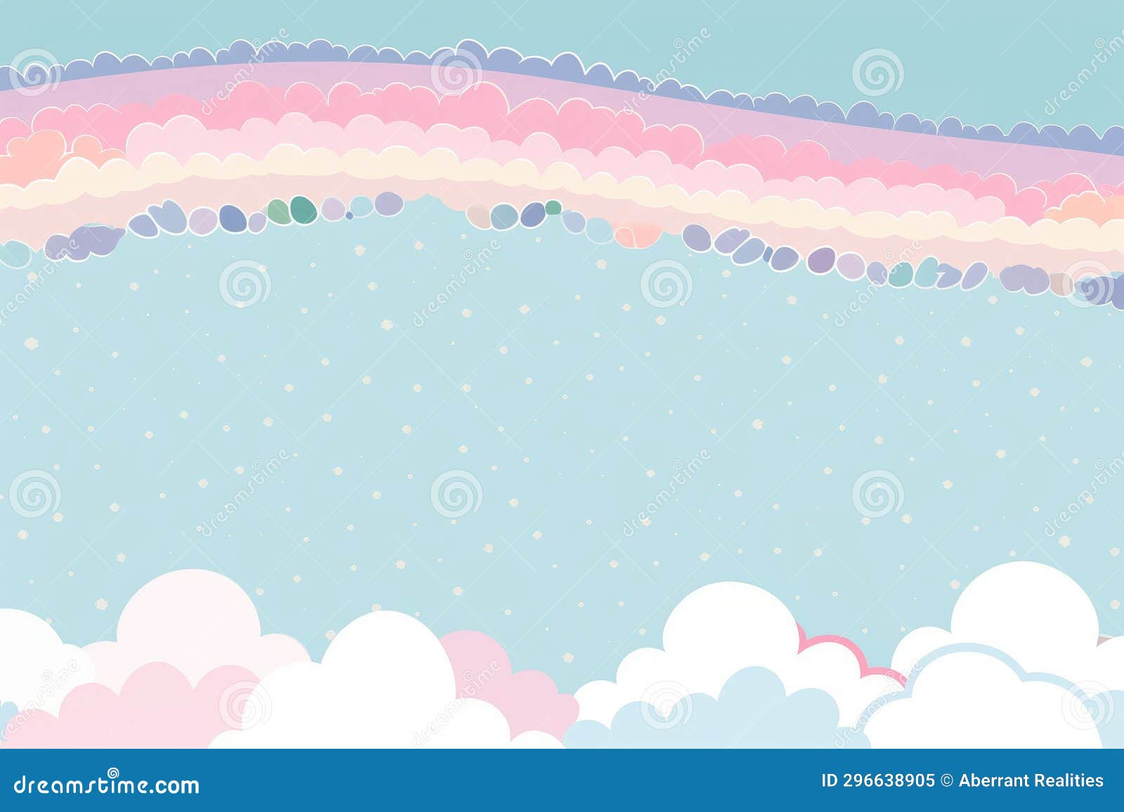 Pastel Rainbow Background with Clouds and a Rainbow in the Sky Stock ...