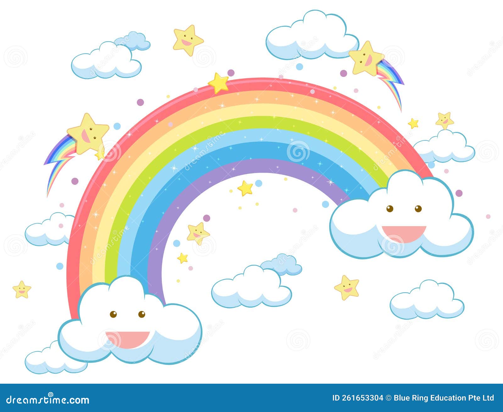 Pastel Rainbow with Clouds Isolated Stock Vector - Illustration of ...