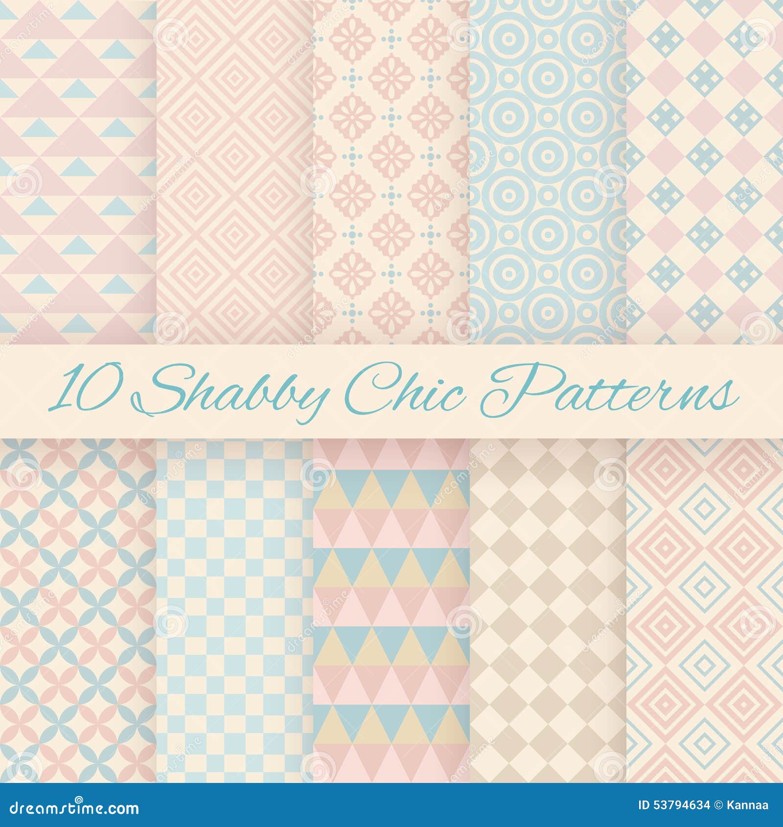 Pastel Retro Different Vector Seamless Patterns Stock Vector ...