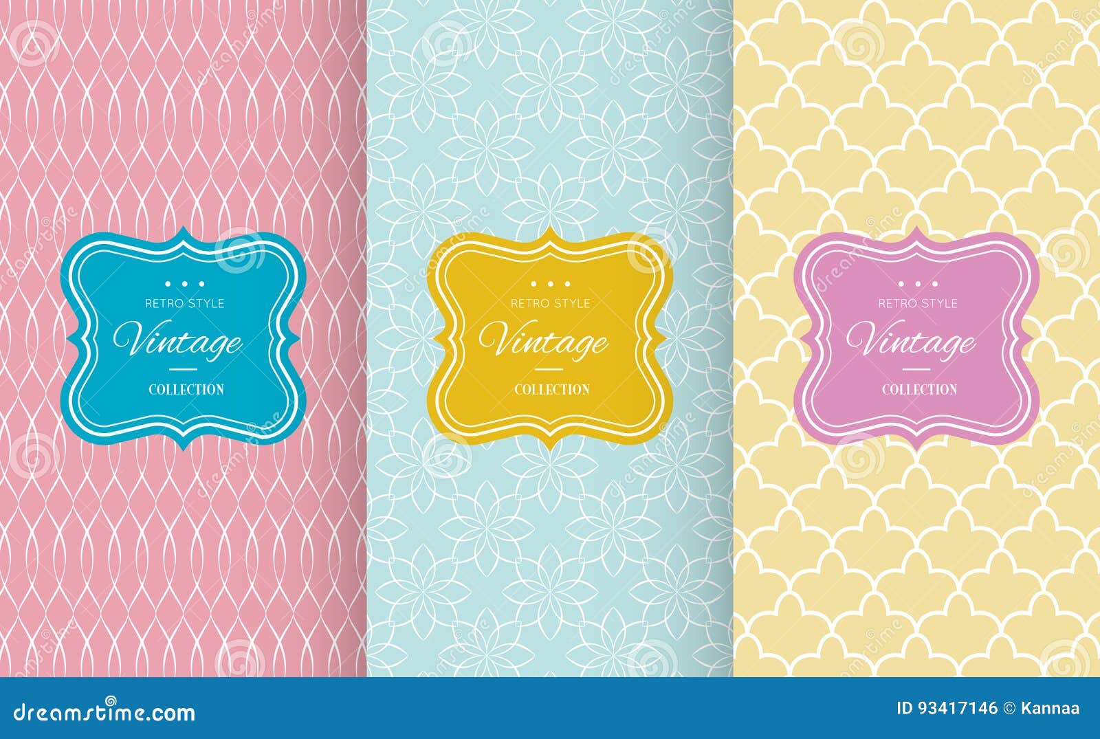 Pastel Retro Different Vector Seamless Patterns Stock Vector ...