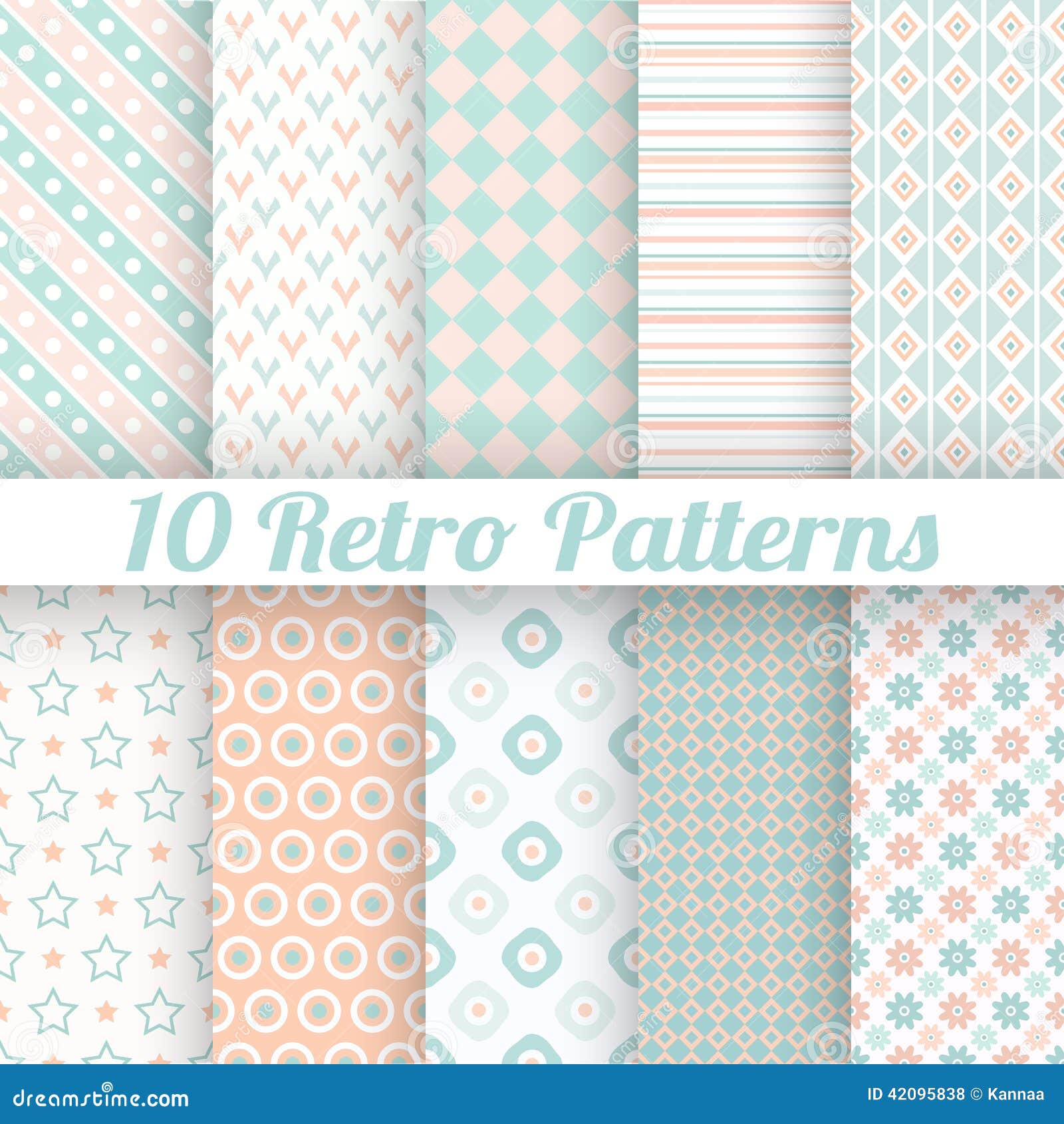Pastel Retro Different Vector Seamless Patterns | CartoonDealer.com ...