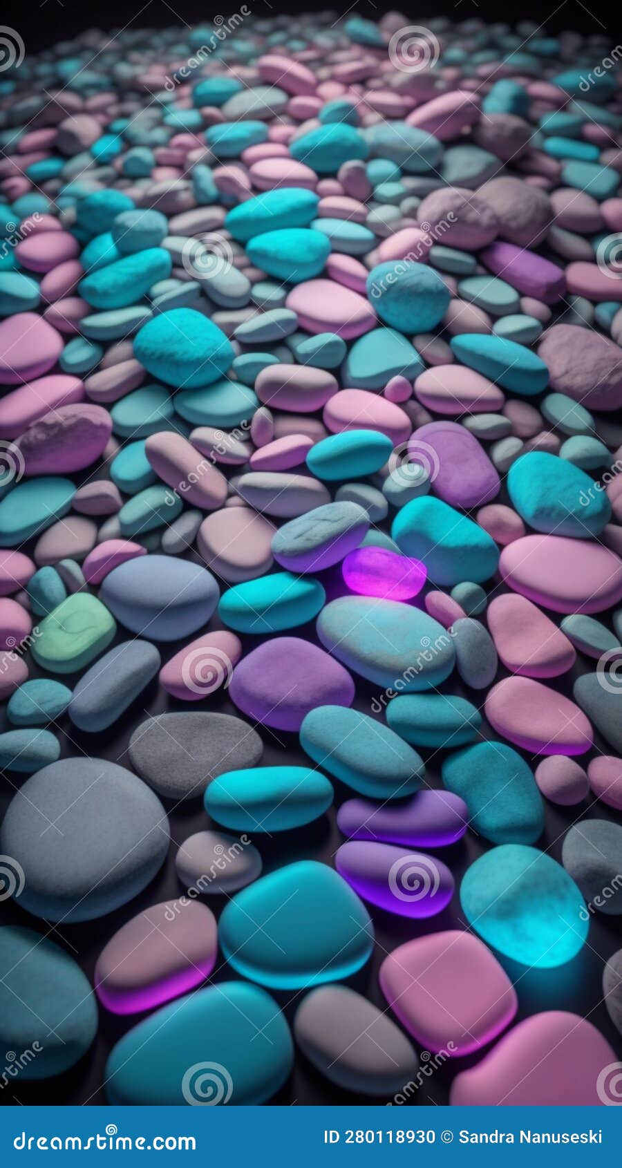 Neon Rocks Laying on Simple Surface Stock Illustration - Illustration ...