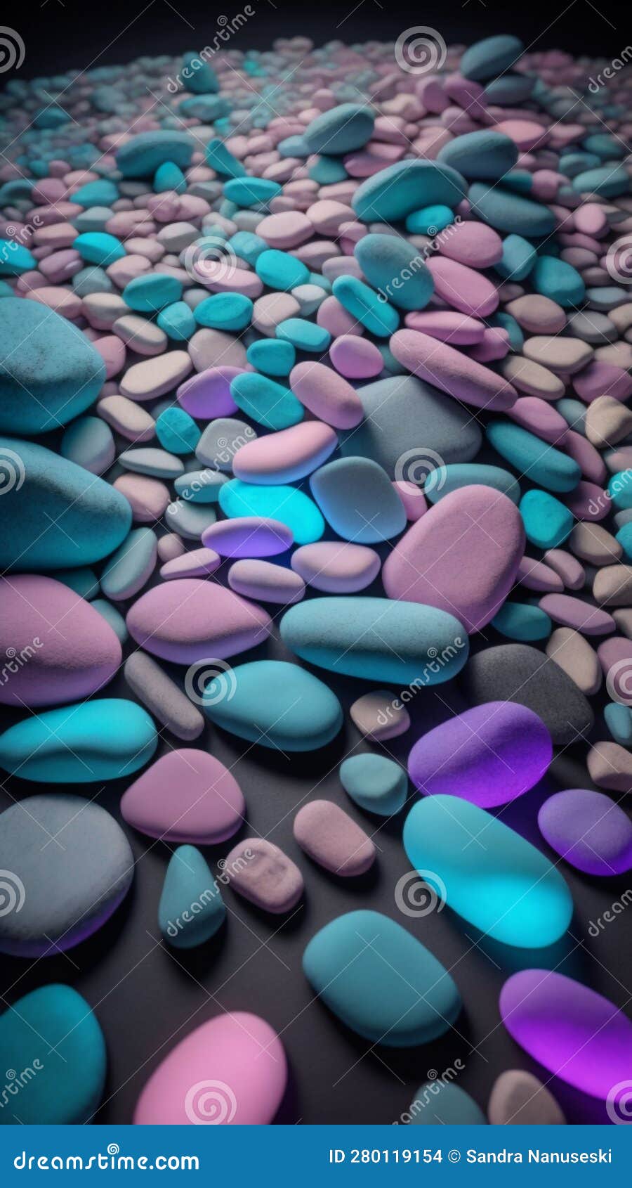 Neon Rocks Laying on Simple Surface Stock Illustration - Illustration ...