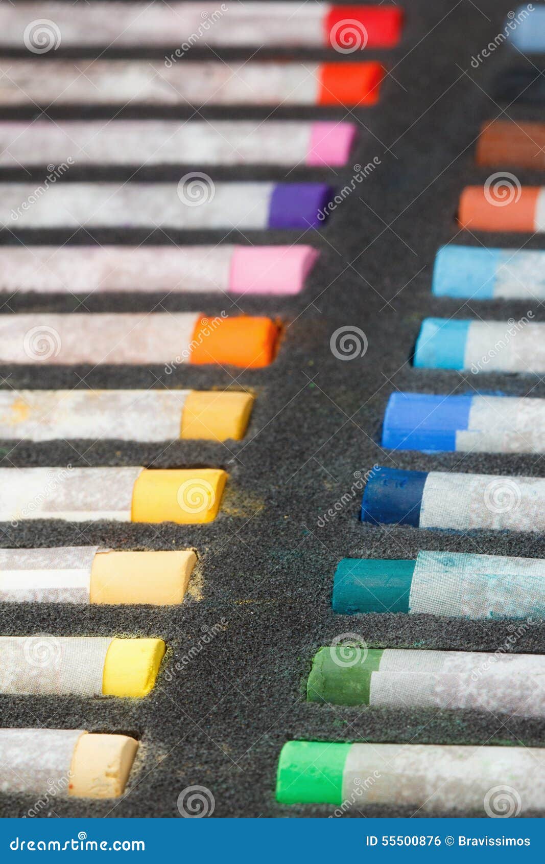 Pastel set in box stock photo. Image of artistic, kindergarten - 55500876
