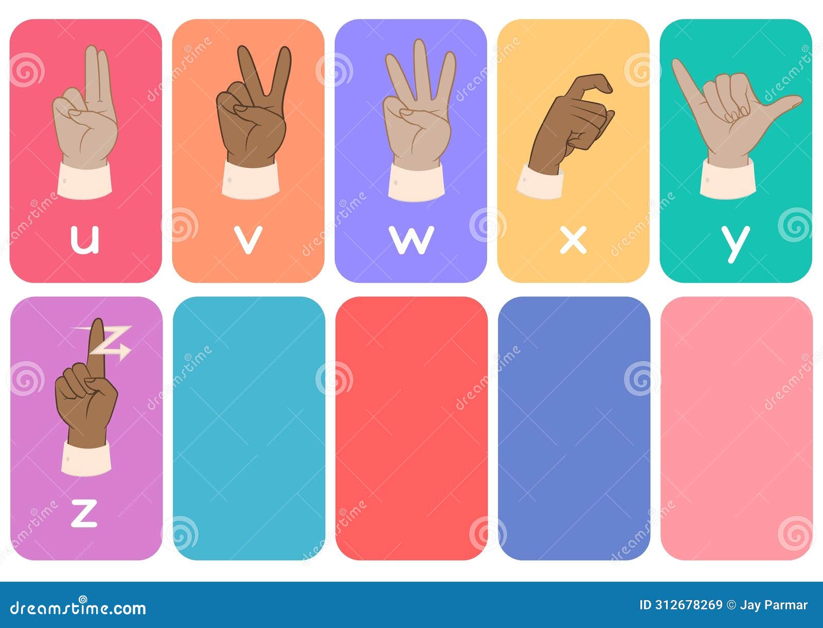 Pastel Sign Language Alphabet Flashcards - 3 Stock Illustration ...