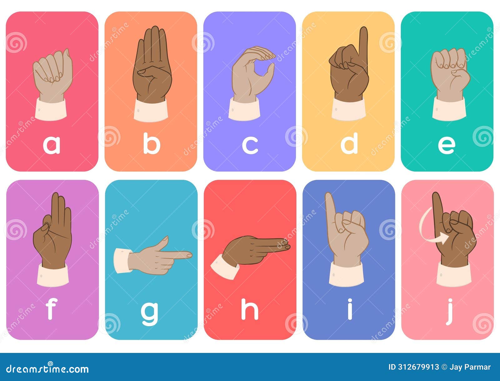 Pastel Sign Language Alphabet Flashcards - 1 Stock Illustration ...
