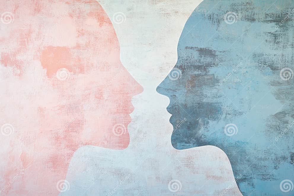 Pastel Silhouettes of Two Faces in Profile Communicate Deep Emotional ...