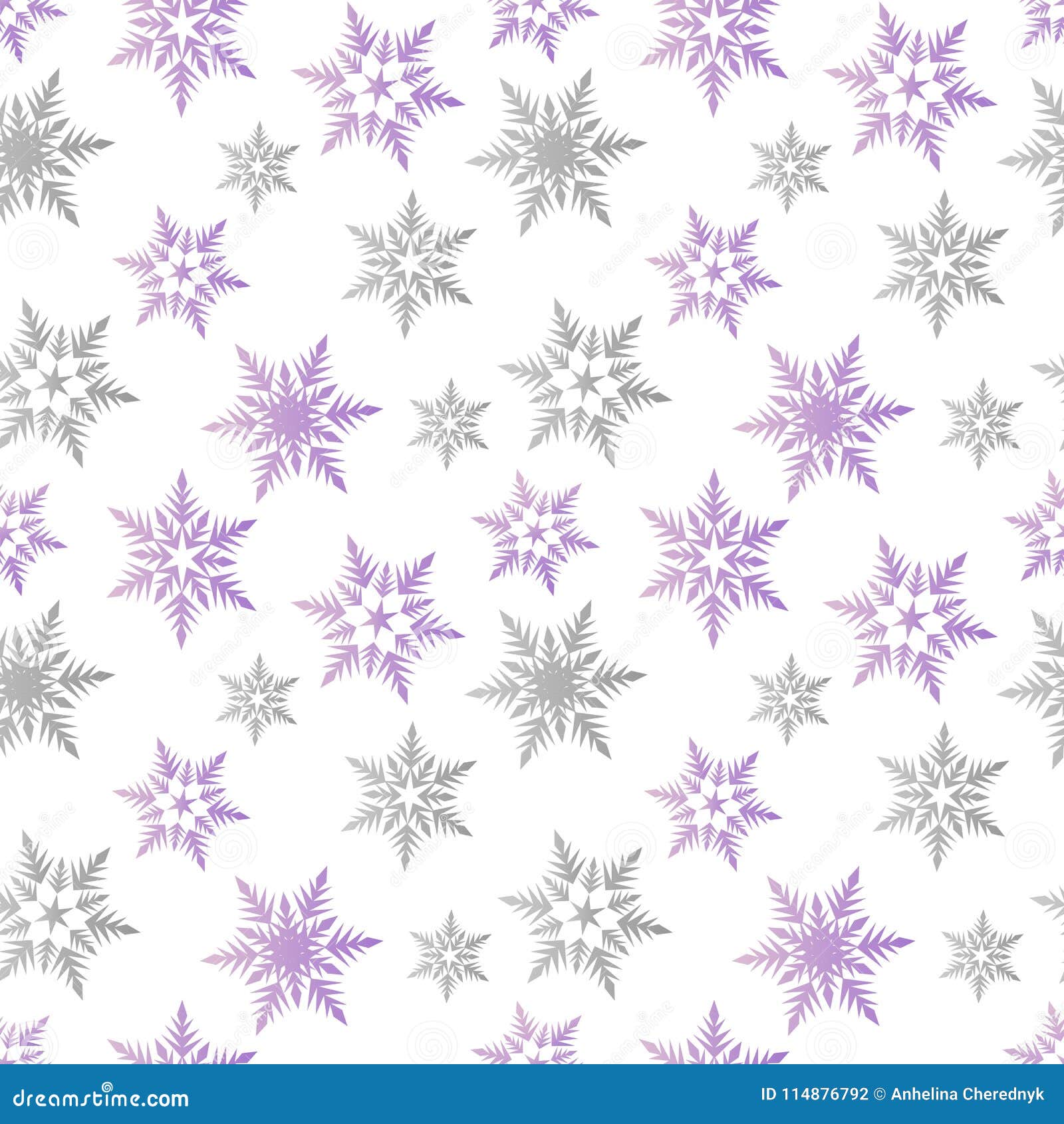 Pastel Snowflakes Purple Gray Winter Pattern Seamless Stock Vector ...