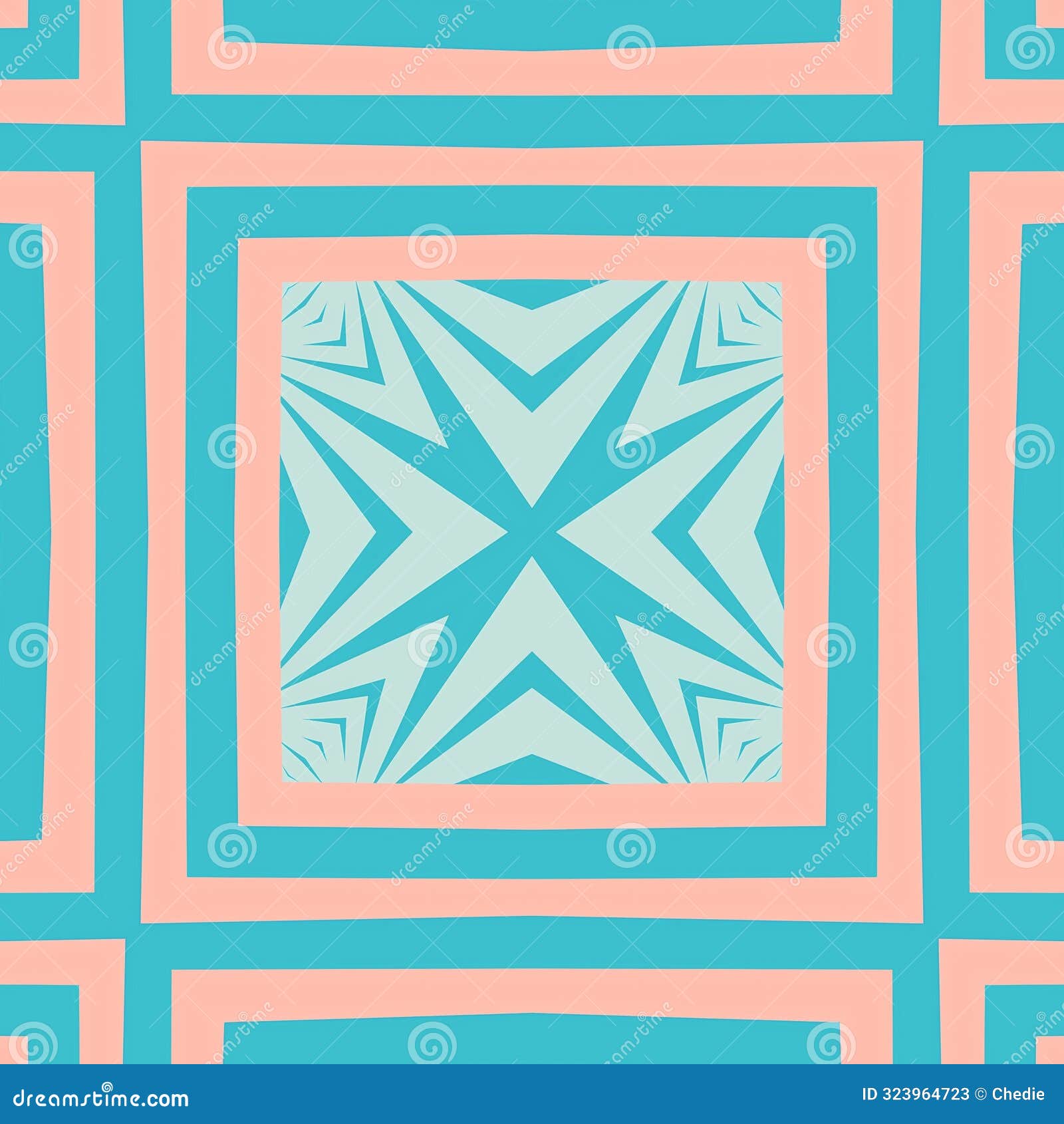 Pastel Square Background With Blue Flowers. Cartoon Vector ...