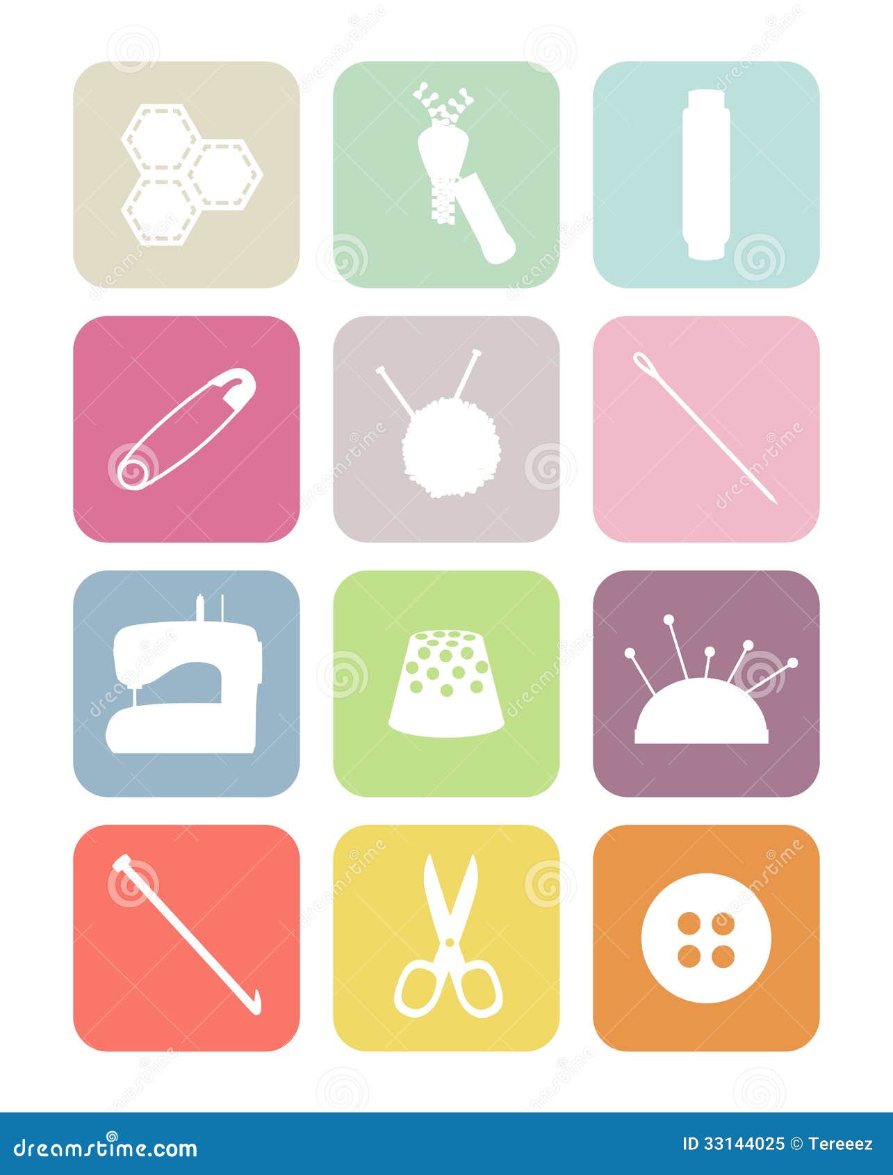 Pastel square sewing icons stock vector. Illustration of dress - 33144025