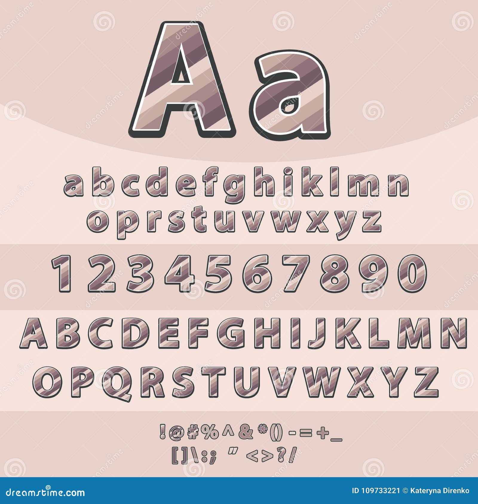 Pastel Tone Linear Font. Vector Alphabet with Stripes Effect Letters ...