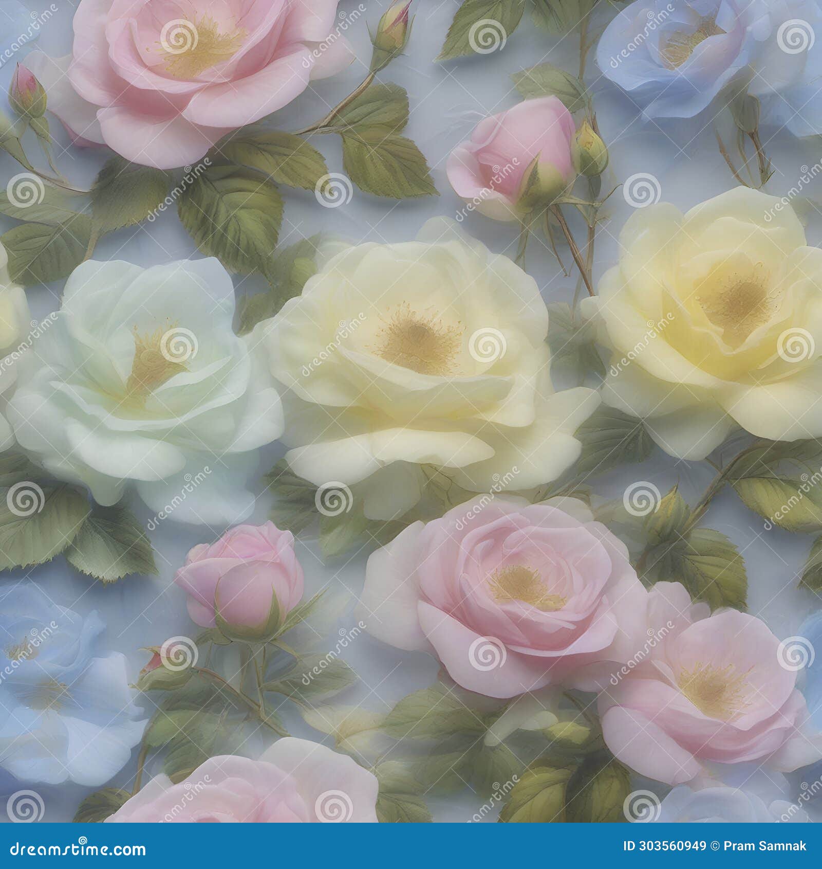 Pastel Translucent Wild Roses Illustration. AI-Generated. Stock ...