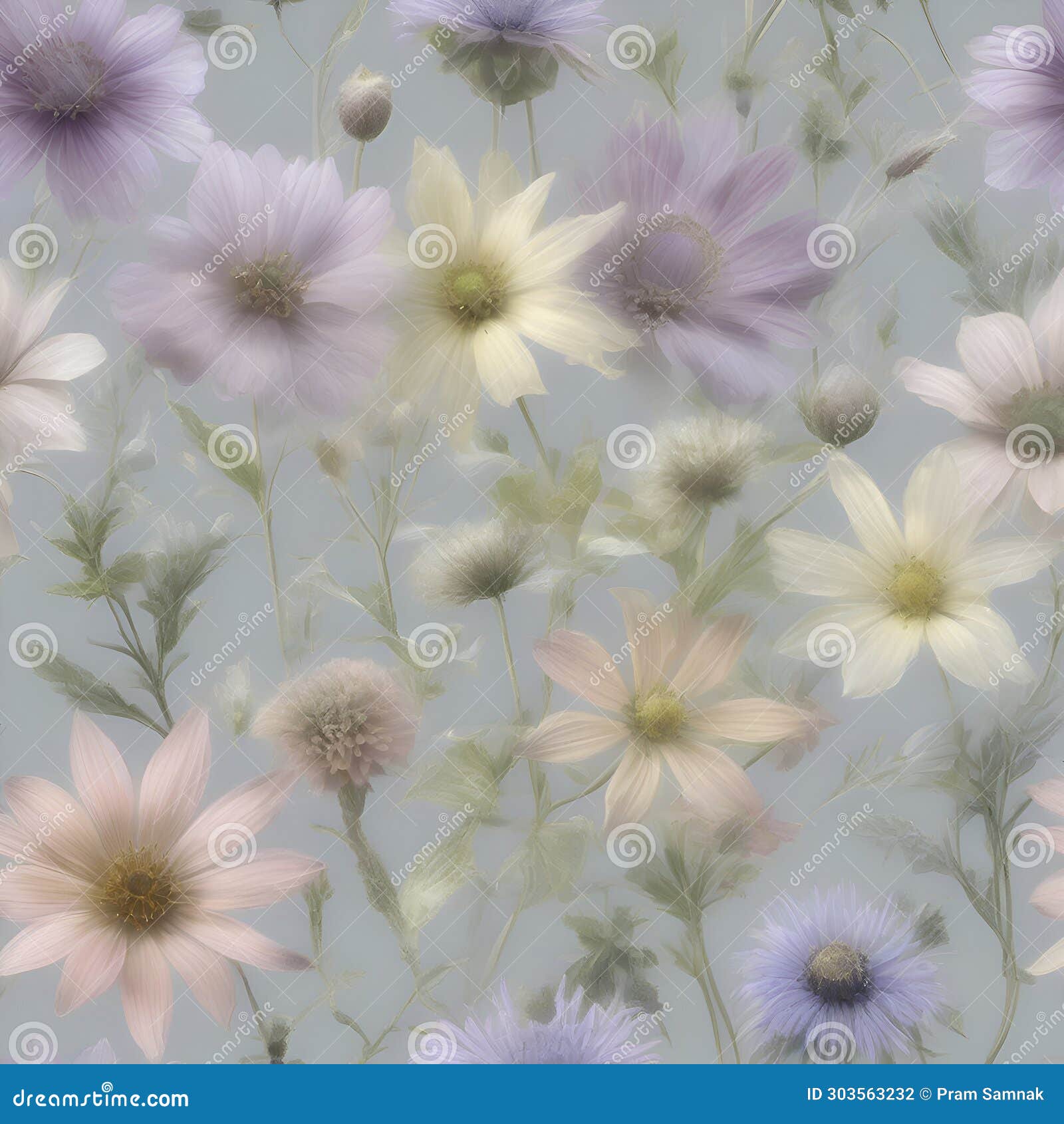 Pastel Translucent Wildflower. Wildflower Illustration. AI-Generated ...