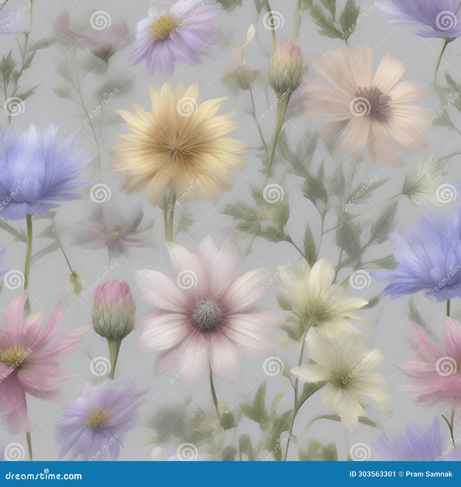 Pastel Translucent Wildflower. Wildflower Illustration. AI-Generated ...