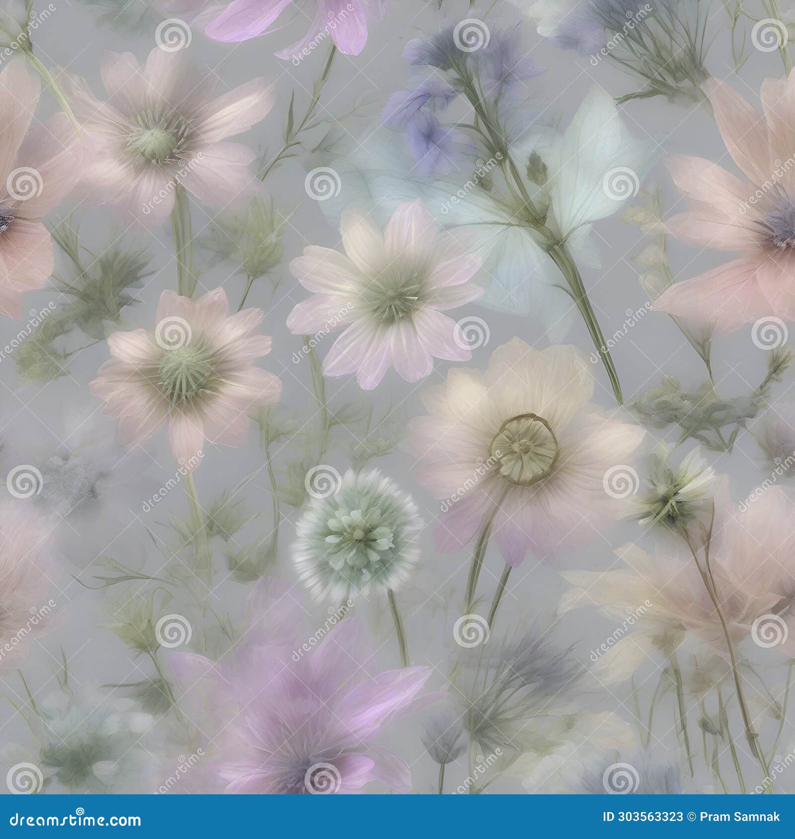 Pastel Translucent Wildflower. Wildflower Illustration. AI-Generated ...