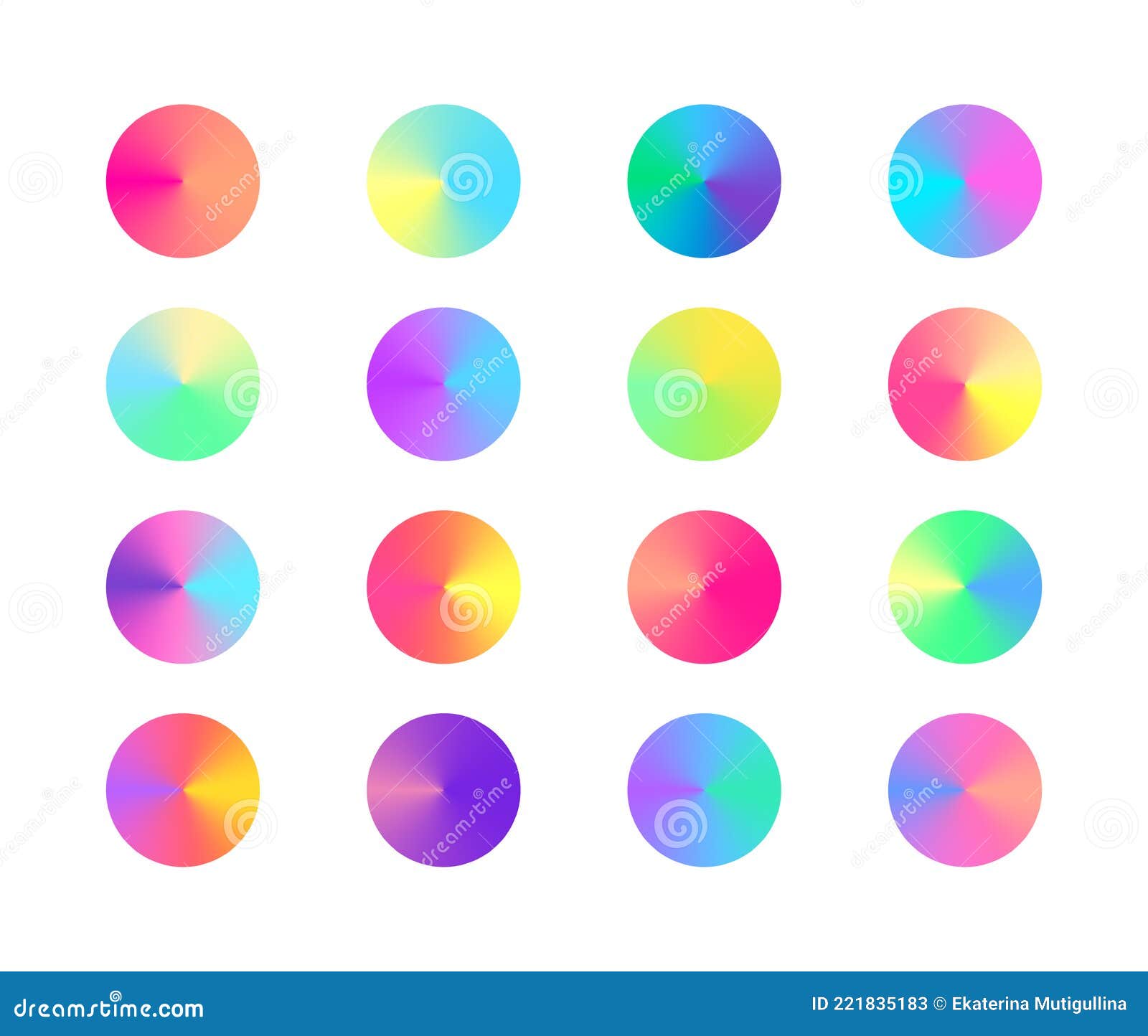 Pastel Trendy Radial Conical Gradient Set. Collection of Colorful ...