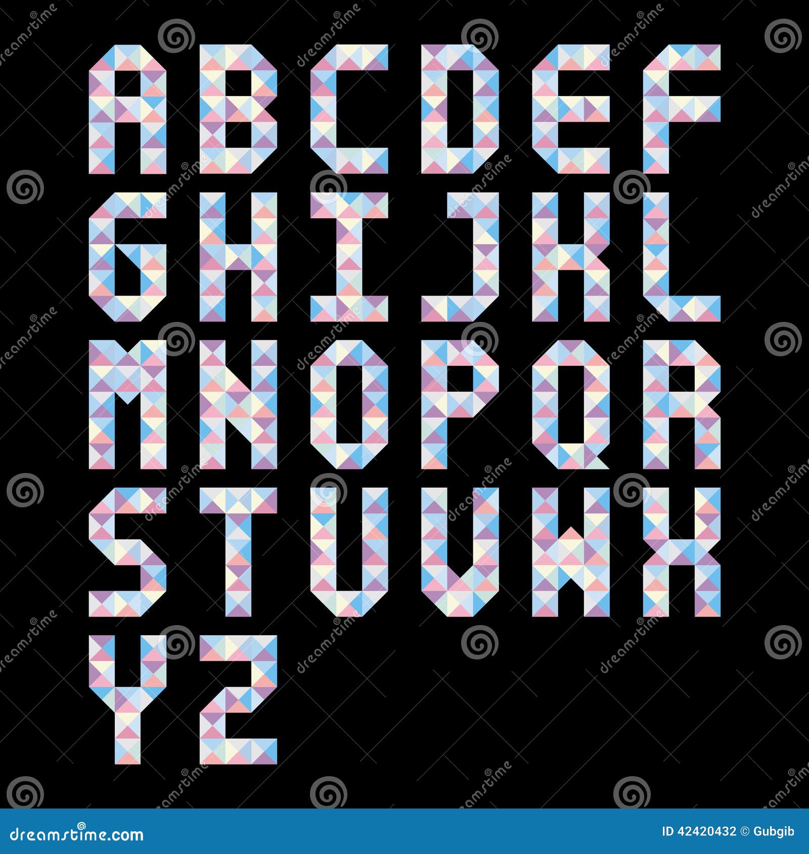 Pastel Triangle Pattern Alphabet Stock Vector - Illustration of text ...