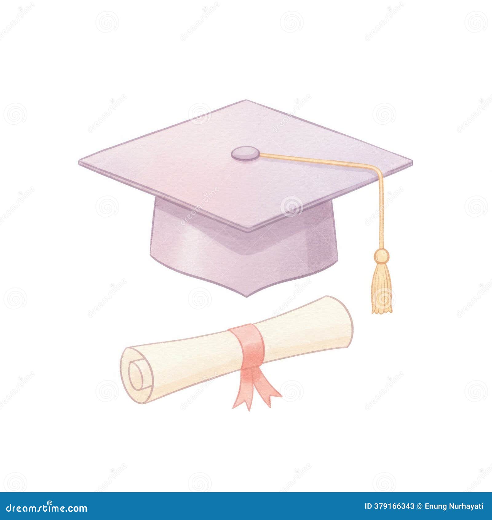 Pastel Watercolor Graduation Cap And Diploma Royalty-Free Stock Photo ...